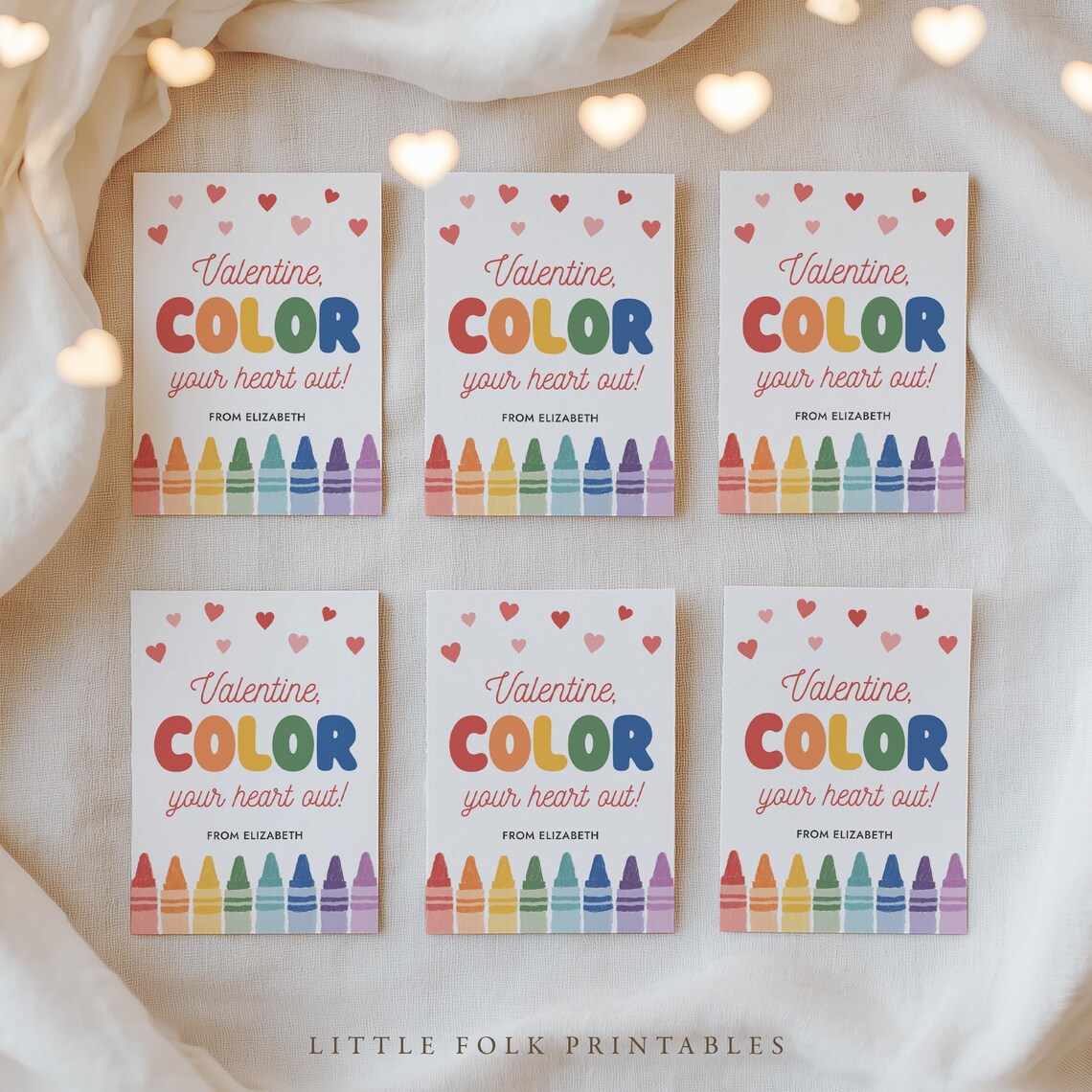 Printable Crayon Valentine's Day Card, Color Your Heart Out Valentine ...