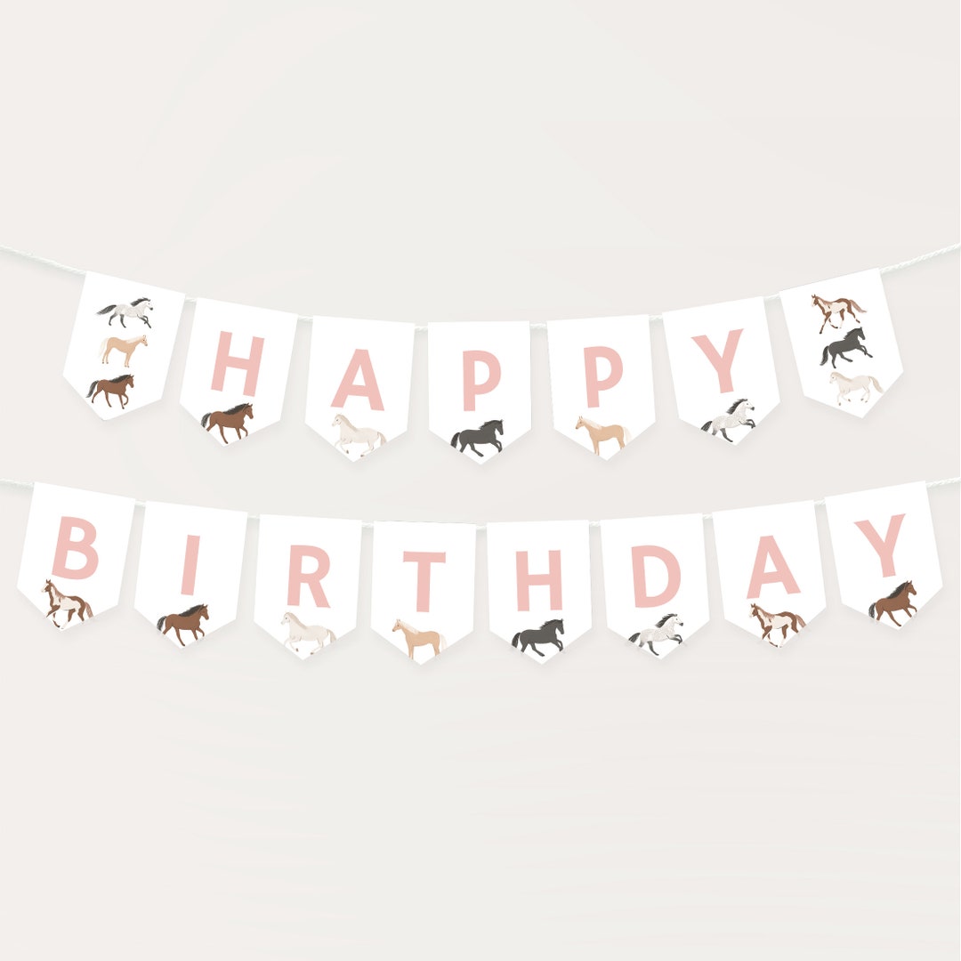 Editable Horse Birthday Banner Template, Printable Horse Happy Birthday ...