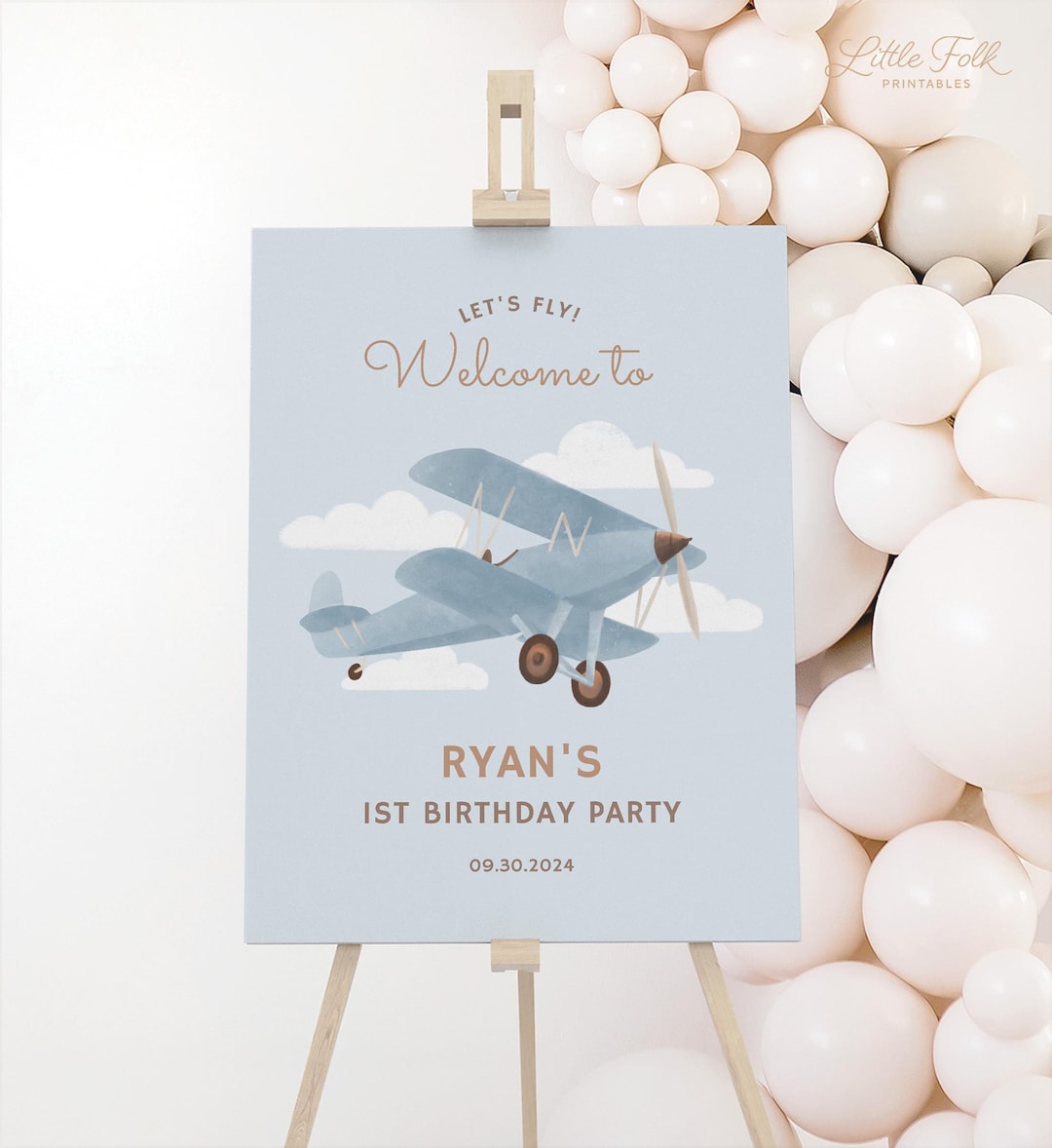 Editable Airplane Birthday Party Welcome Sign, Printable Vintage Travel ...