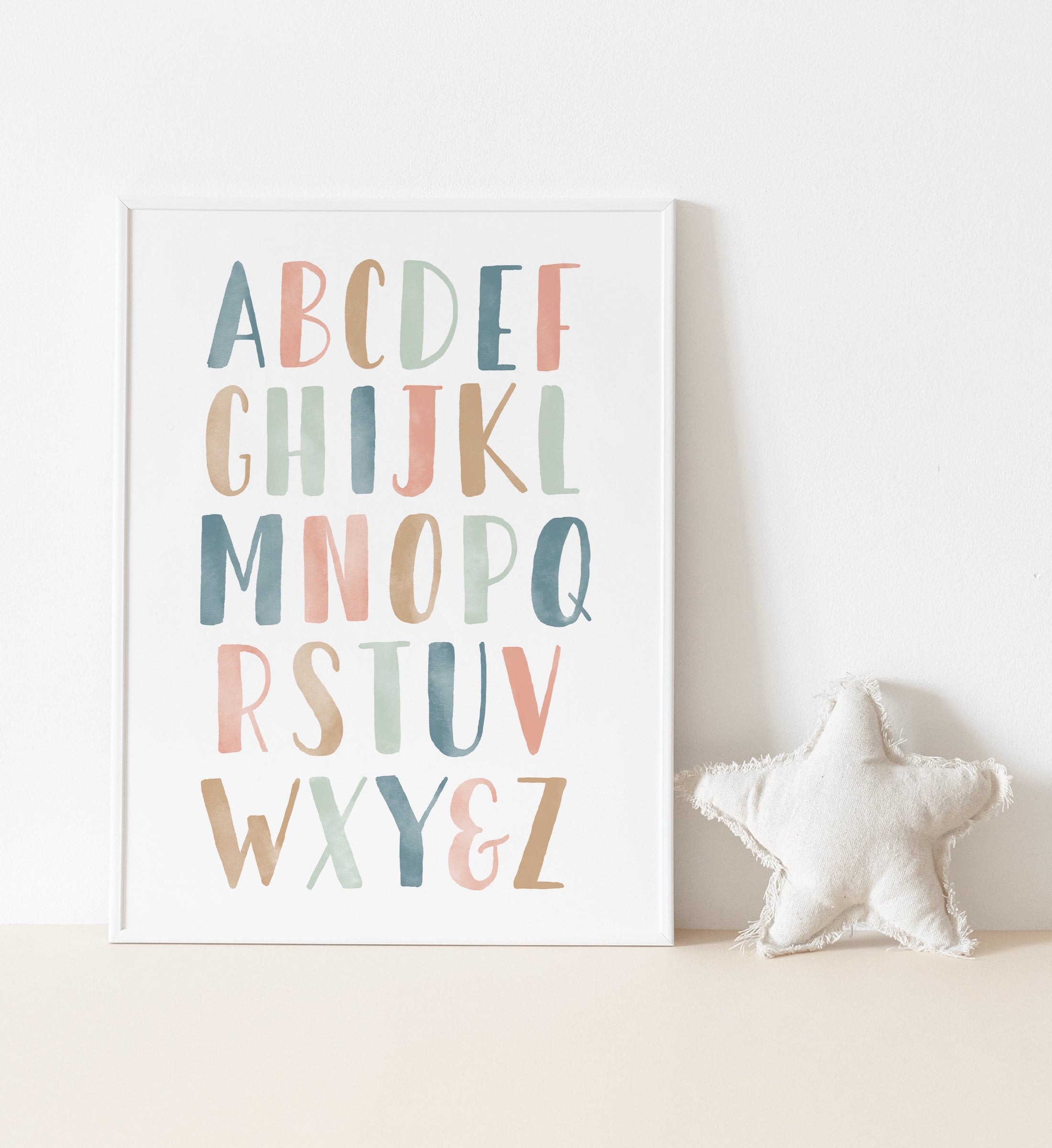 Pastel Alphabet Poster, ABC Print, Printable Educational Wall Art, Kids ...