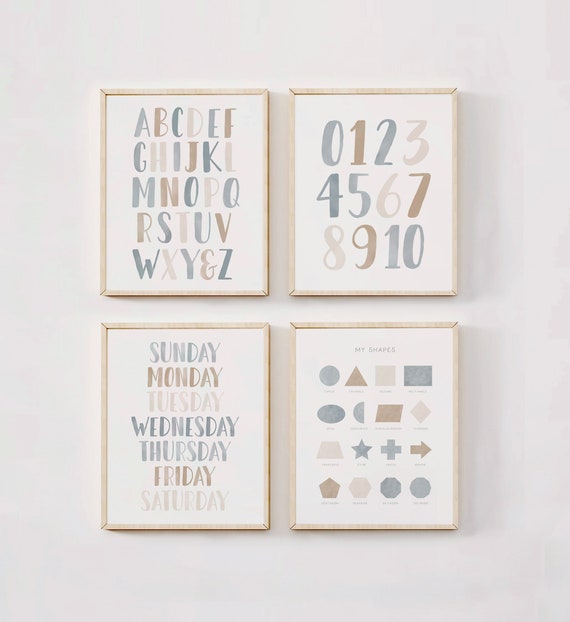 Neutral Classroom Decor Set of 4 Prints Printable Educational - Etsy