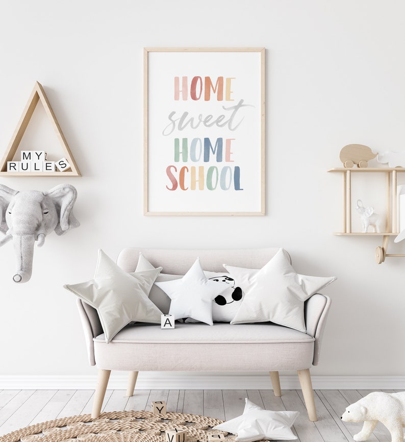 Home Sweet Homeschool Print, Rainbow Homeschool Decor, Printable ...