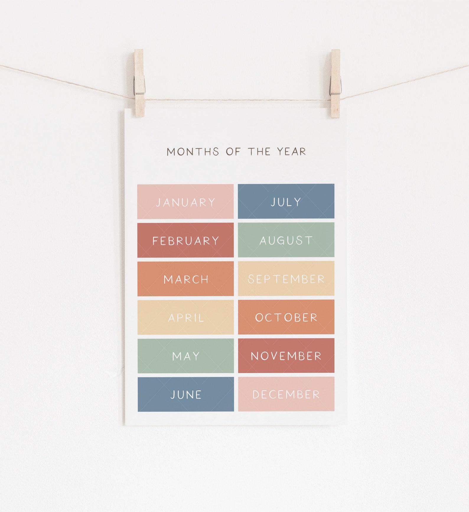 Rainbow Months of the Year Poster, Printable Wall Art, Rainbow ...