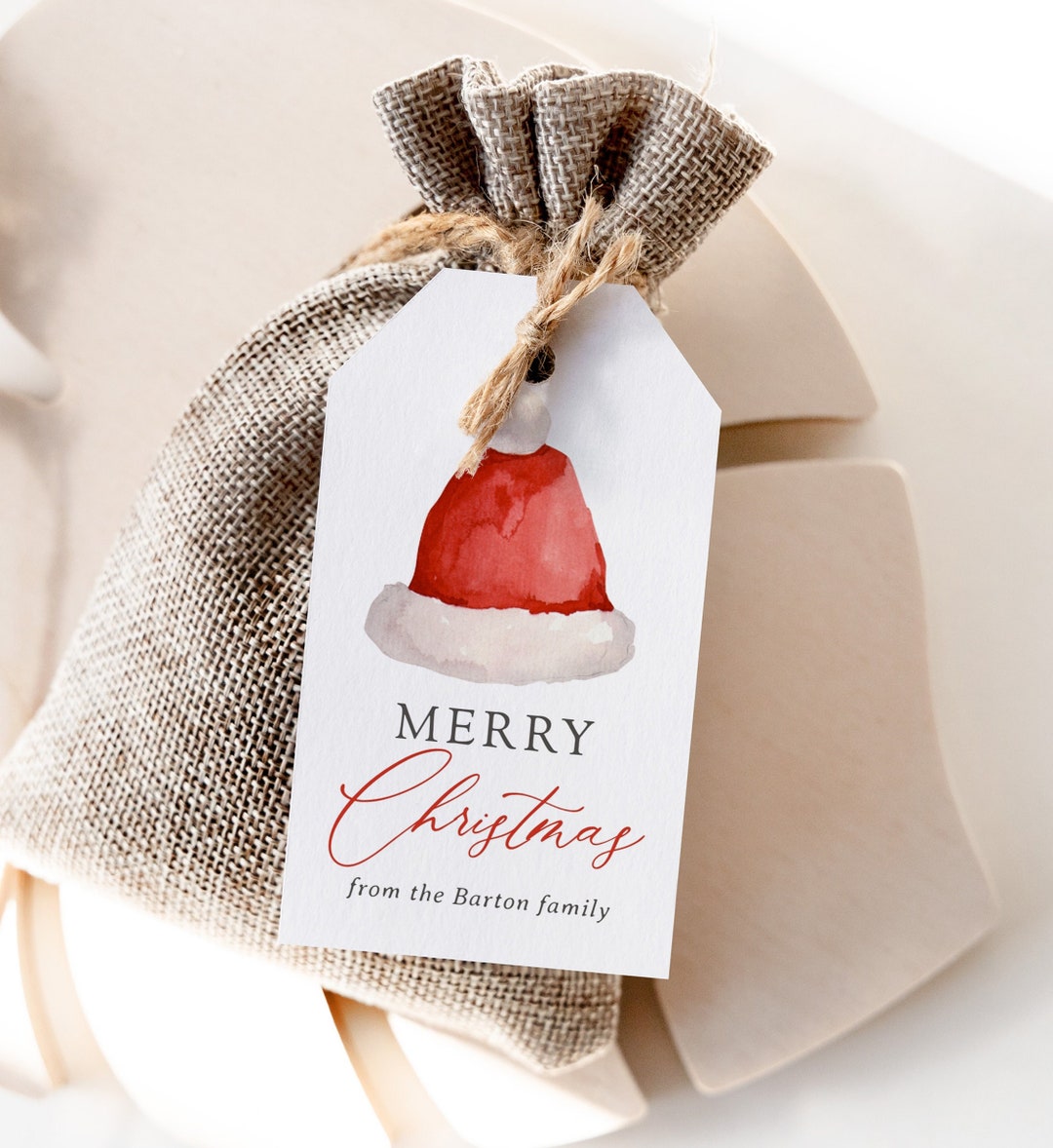 Santa Hat Gift Tag Template, Editable Christmas Gift Tag, Printable ...