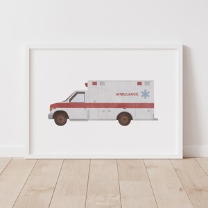 Ambulance Print, Printable Ambulance Wall Art, Emergency Vehicle Kids ...