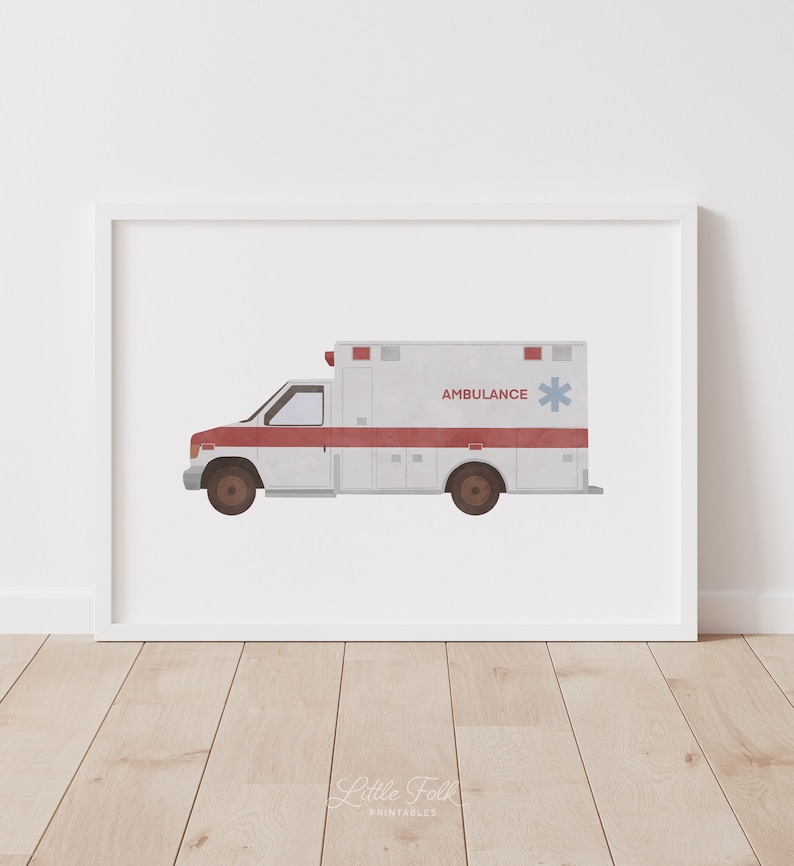 Ambulance Print Printable Ambulance Wall Art Emergency - Etsy