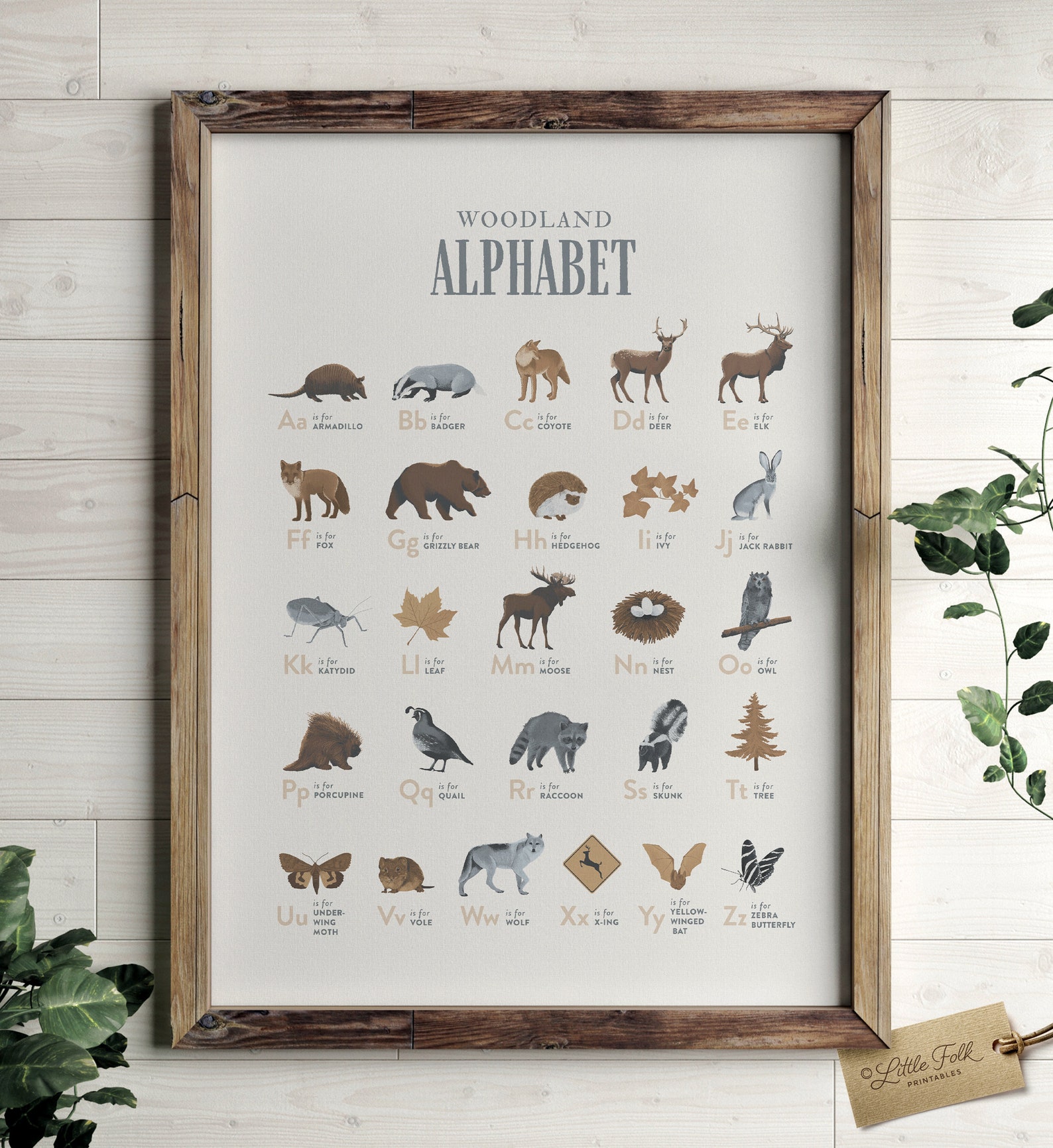 Woodland Alphabet Poster Printable Wall Art Animal ABC - Etsy