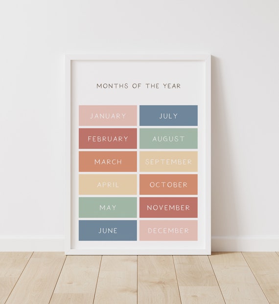 Rainbow Months of the Year Poster Printable Wall Art Rainbow - Etsy ...