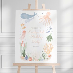 Editable Under the Sea Birthday Party Welcome Sign, Printable Ocean ...