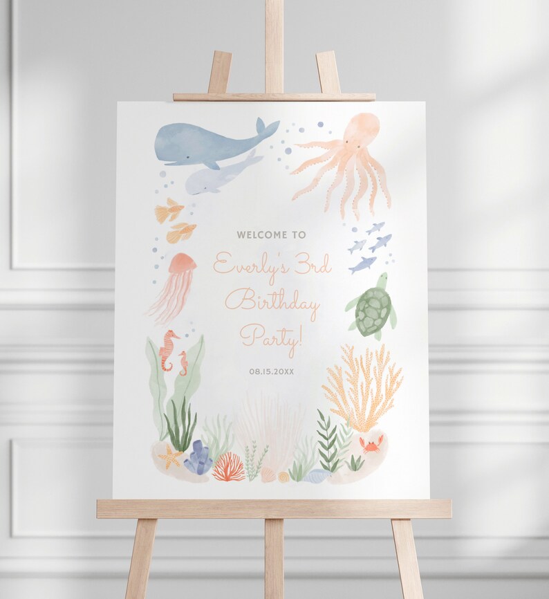 Editable Under the Sea Birthday Party Welcome Sign Printable - Etsy