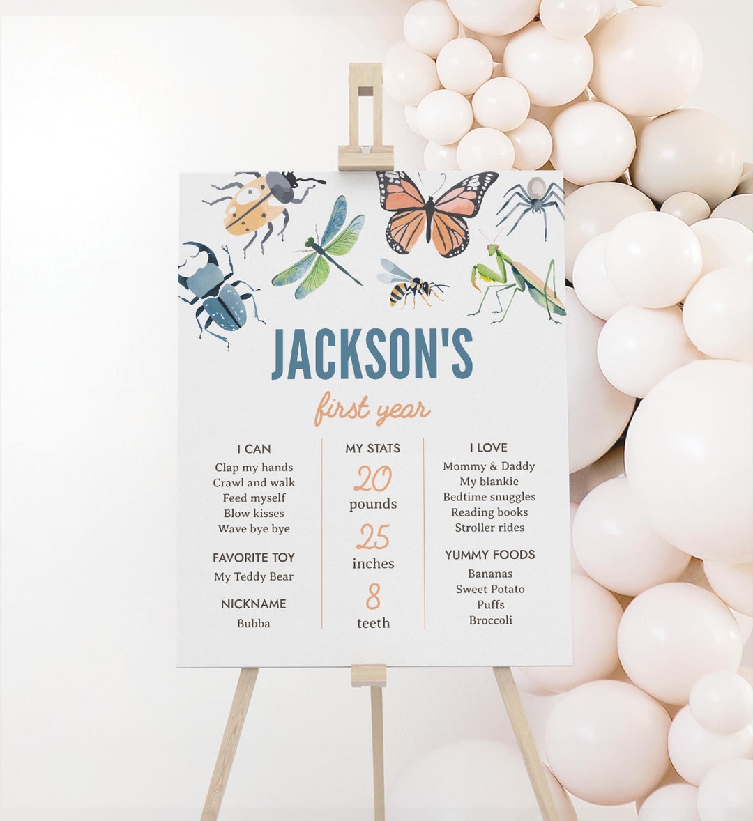 Bug Insect Birthday Milestone Sign, Printable Creepy Crawly Boy ...