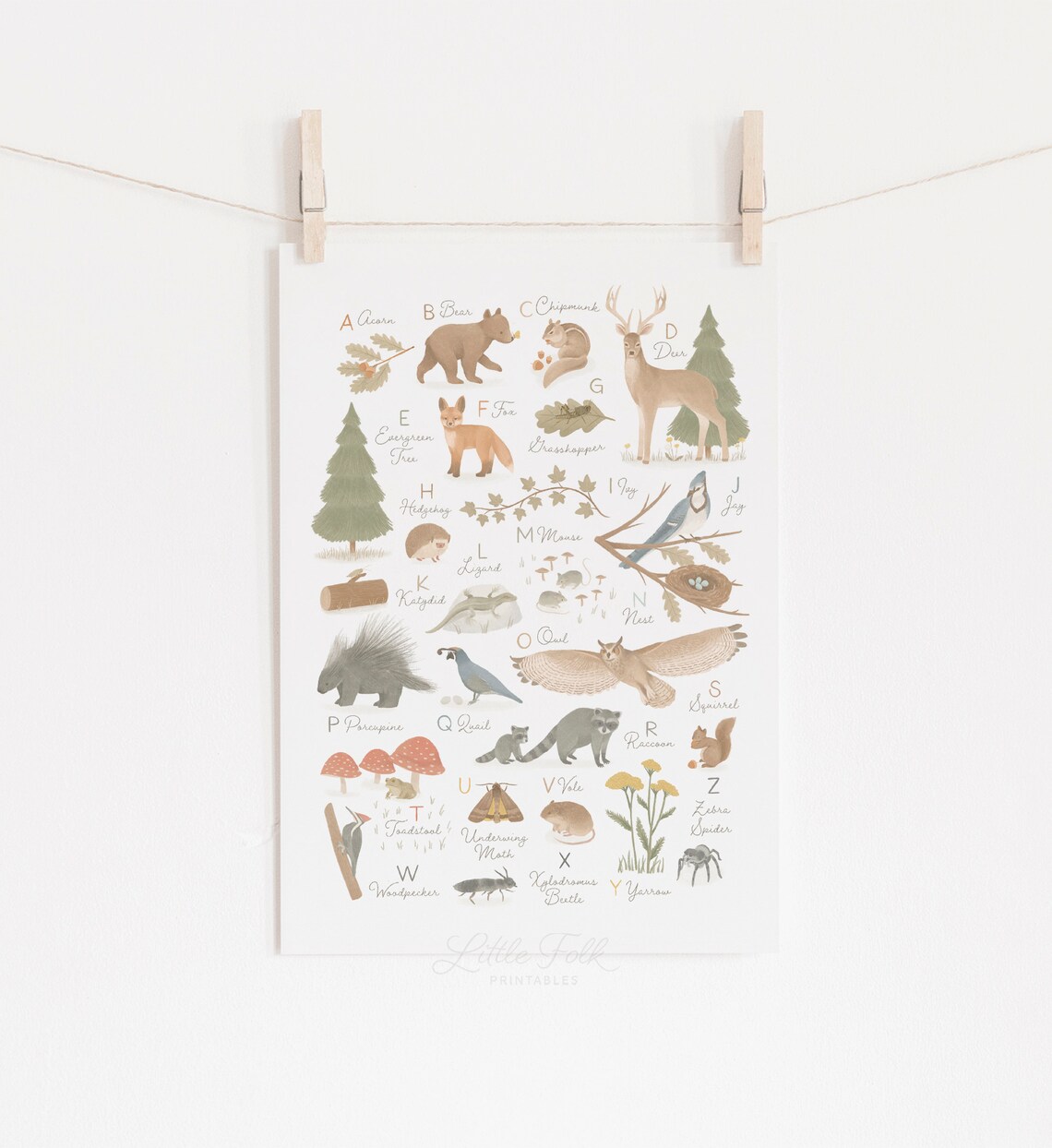 Woodland Alphabet Poster Woodland Alphabet Print Woodland - Etsy