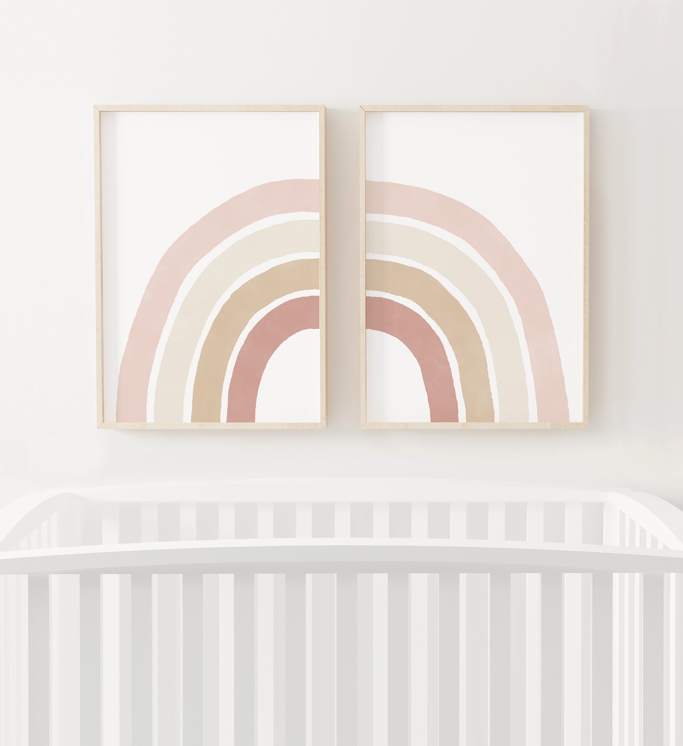 Neutral Rainbow Wall Art Set of 2 Prints Rainbow Nursery - Etsy