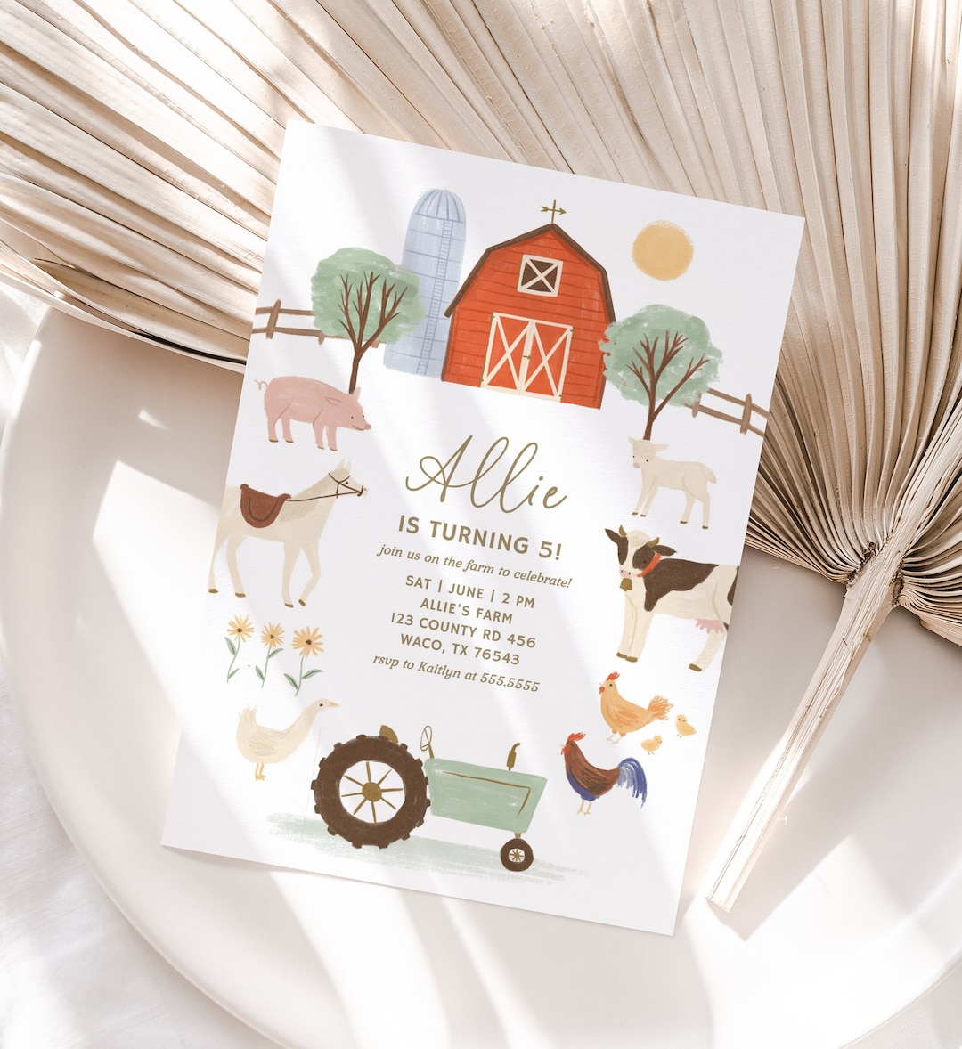 Farm Birthday Invitation Template, Farm Animals Kids Birthday Party ...