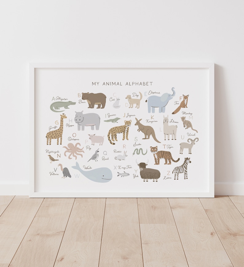 Animal Alphabet Poster PRINTABLE Nursery Wall Art - Etsy