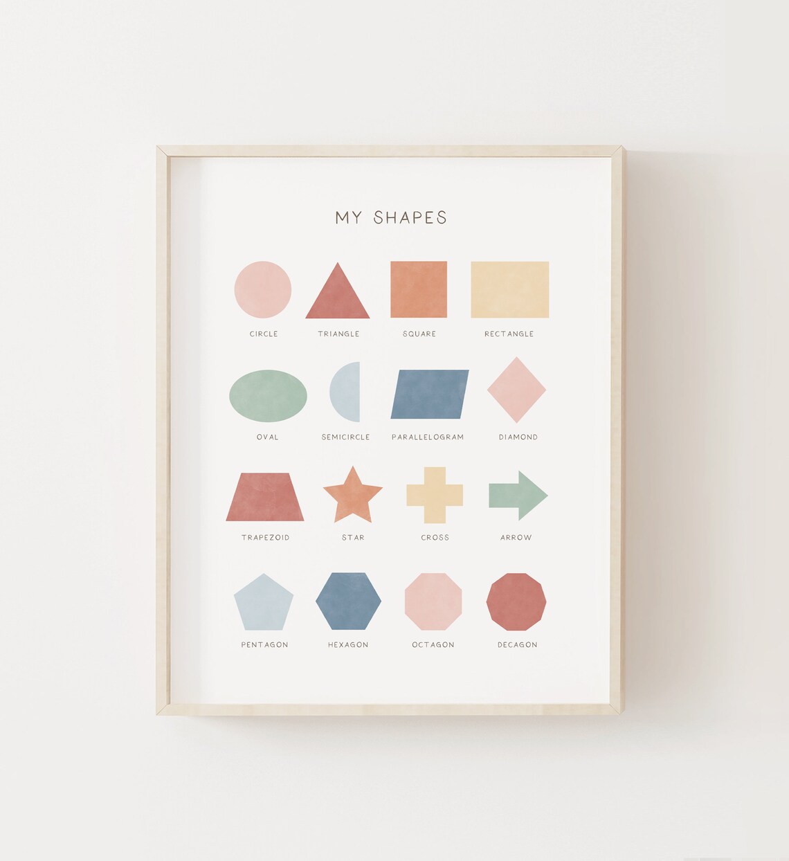 Rainbow Shapes Print, Printable Wall Art, Montessori Nursery Poster ...