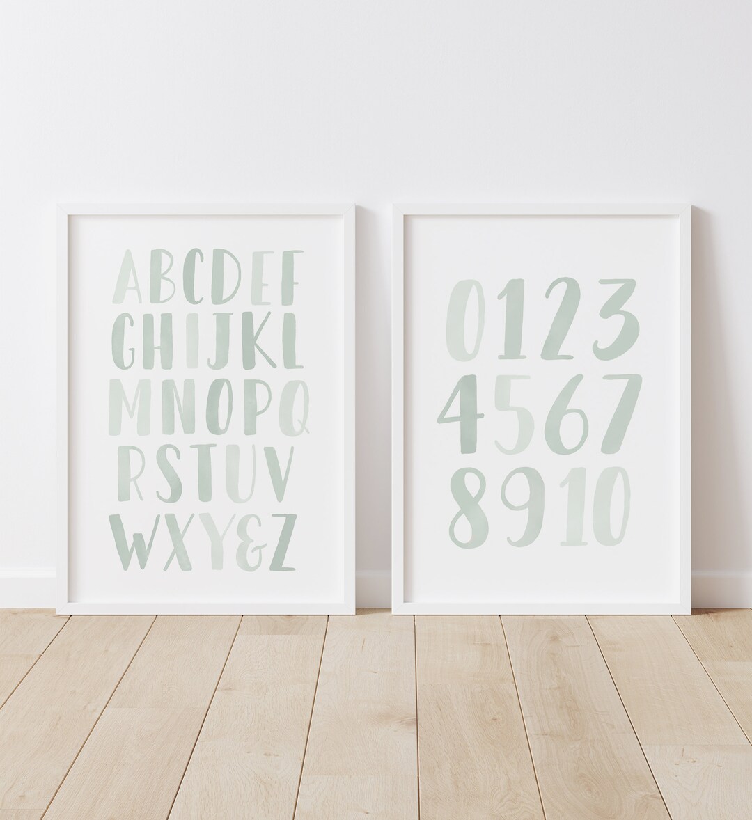 Mint Green Alphabet and Numbers Set of 2 Prints, Printable Educational ...