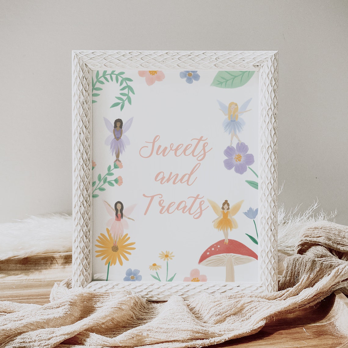 Fairy Birthday Sweets and Sweets Sign, Printable Floral Fairy Birthday ...