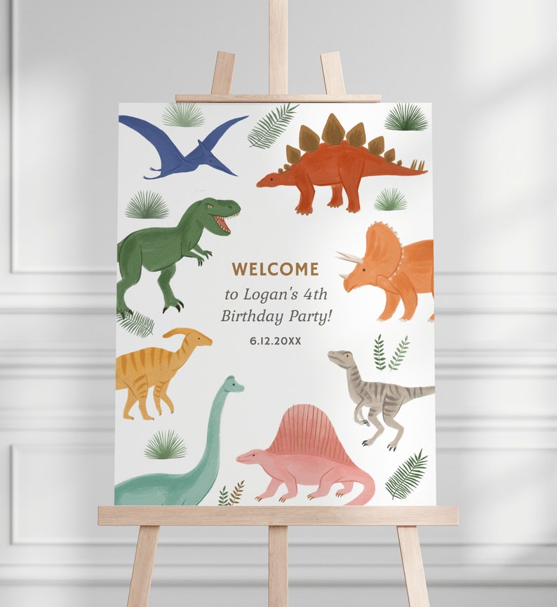 Editable Dinosaur Birthday Party Welcome Sign Printable - Etsy