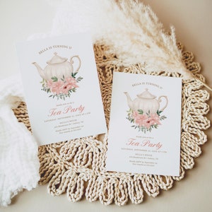 Tea Party Invitation, Editable Tea Party Birthday Invite Watercolor ...