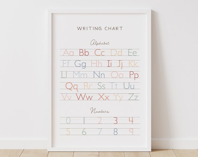 Watercolour Rainbow Alphabet Poster, Handwriting Chart Print, Rainbow ...