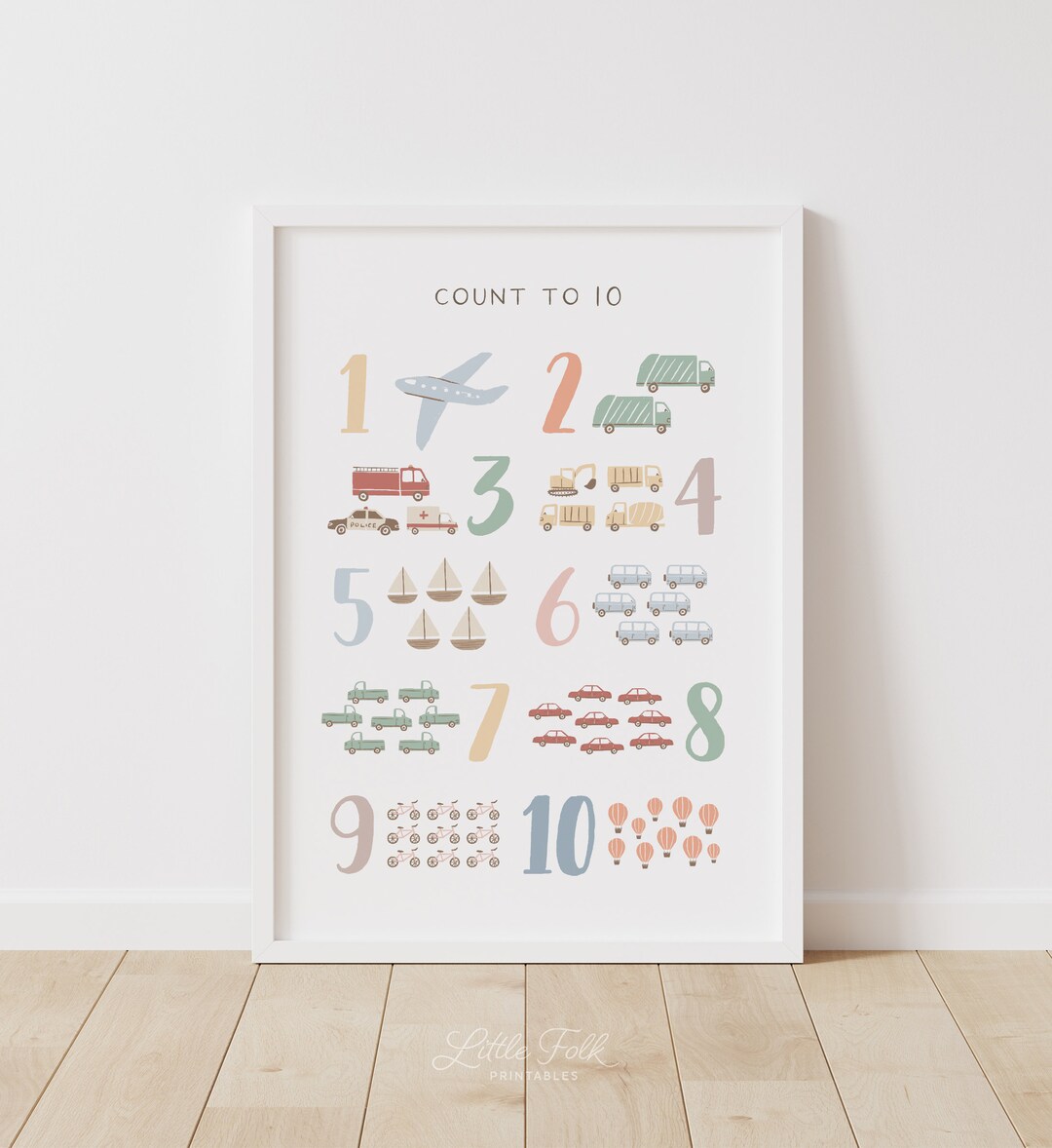 Transportation Counting Poster, Printable Vehicle Count to 10 Print ...