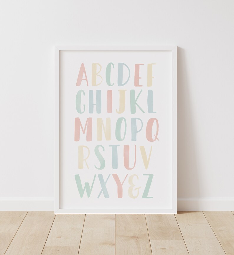 Pastel Alphabet Poster ABC Print PRINTABLE Wall Art | Etsy