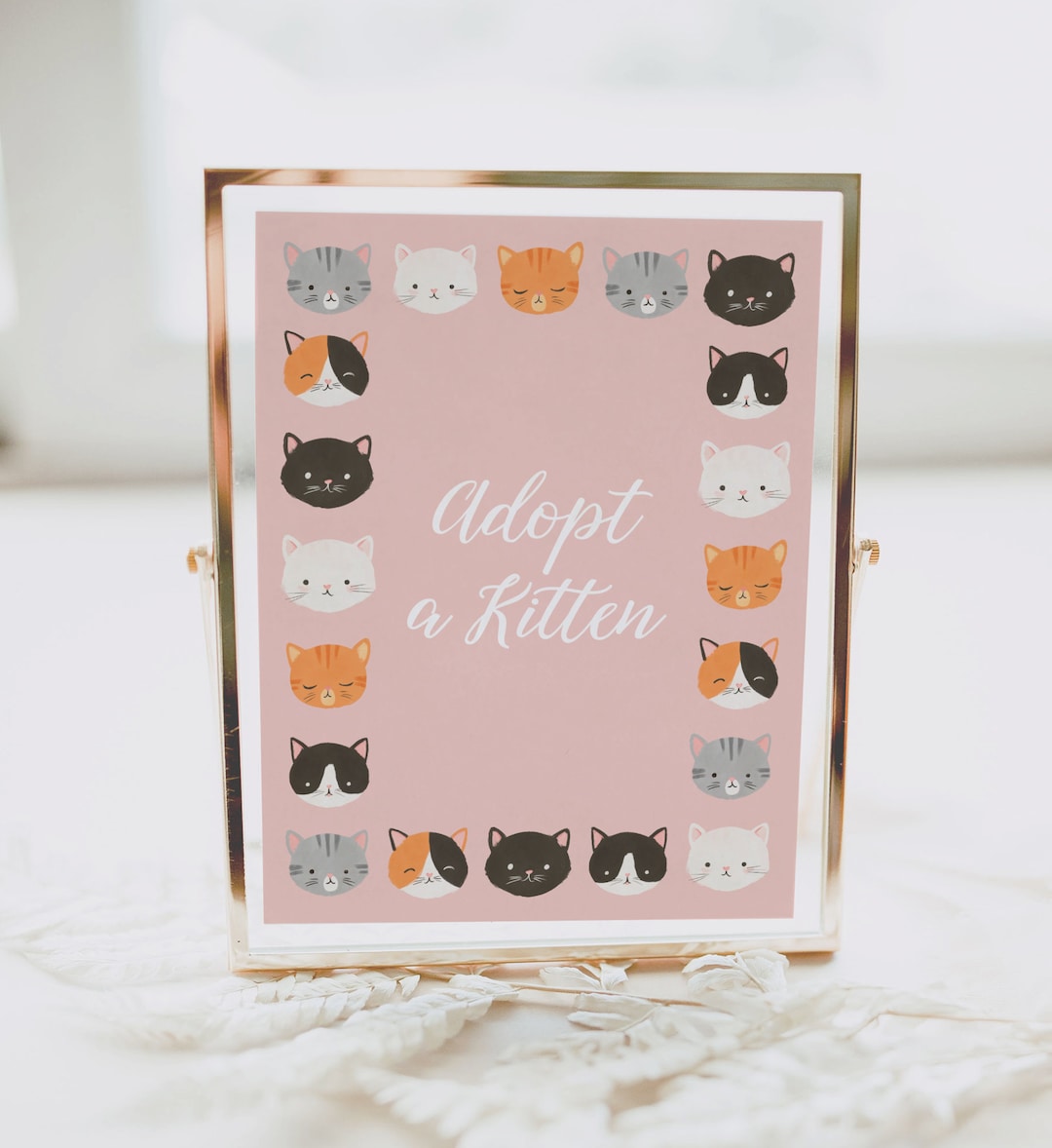 Adopt a Kitten Birthday Party Sign, Printable Kitty Cat Adoption Sign ...