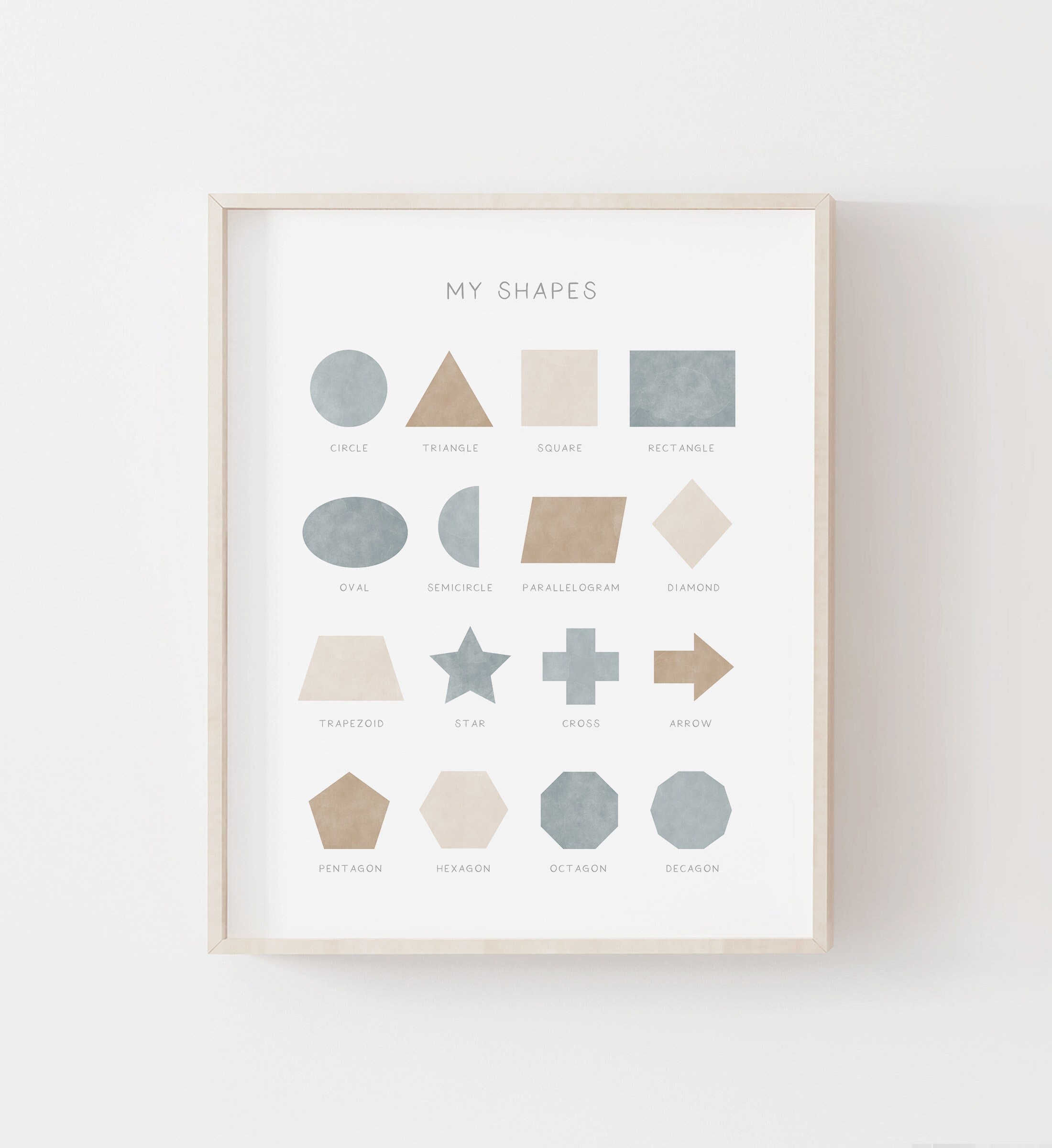 Neutral Shapes Print Blue Shapes Poster Printable Wall Art - Etsy