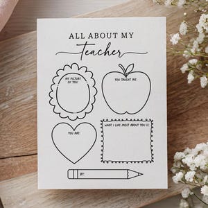 Printable Teacher Appreciation Week Coloring Page, All About My Teacher ...
