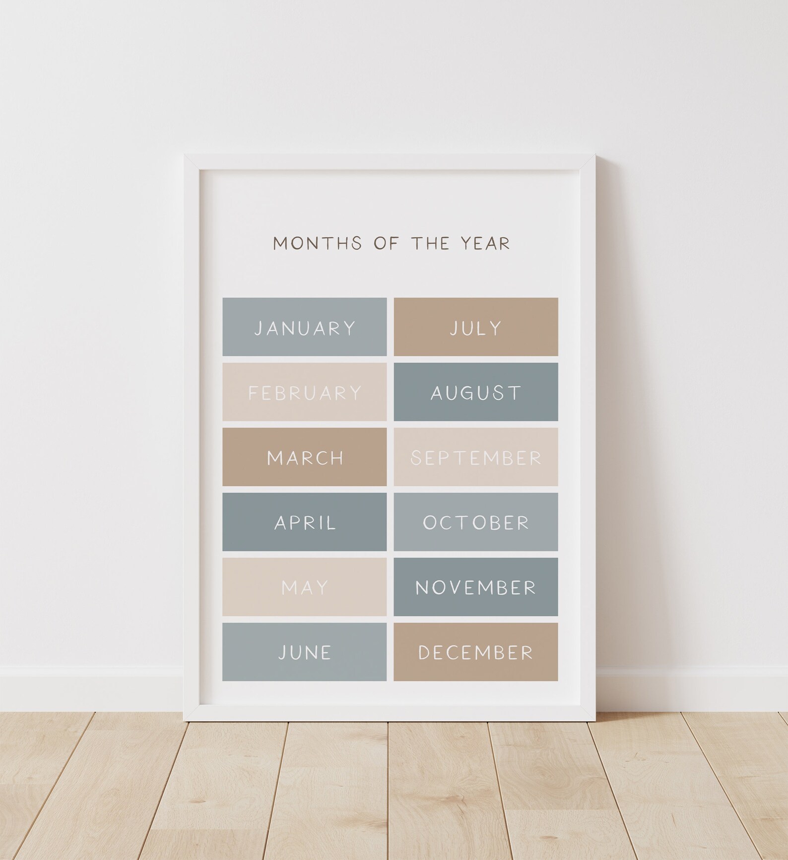 Neutral Months of the Year Poster Printable Wall Art Boys - Etsy