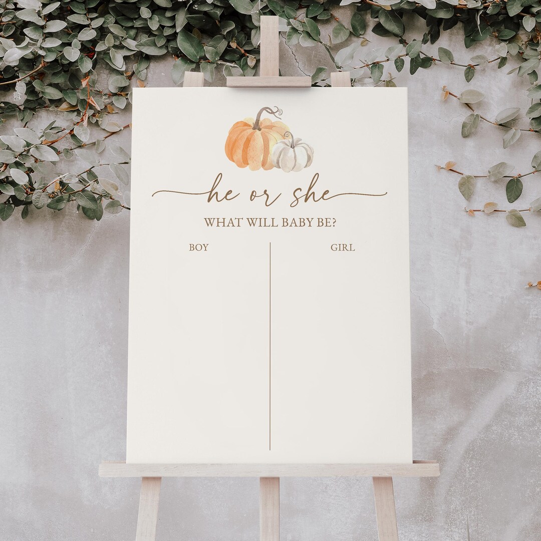 He or She What Will Baby Be, Fall Pumpkin Gender Reveal Voting Game ...