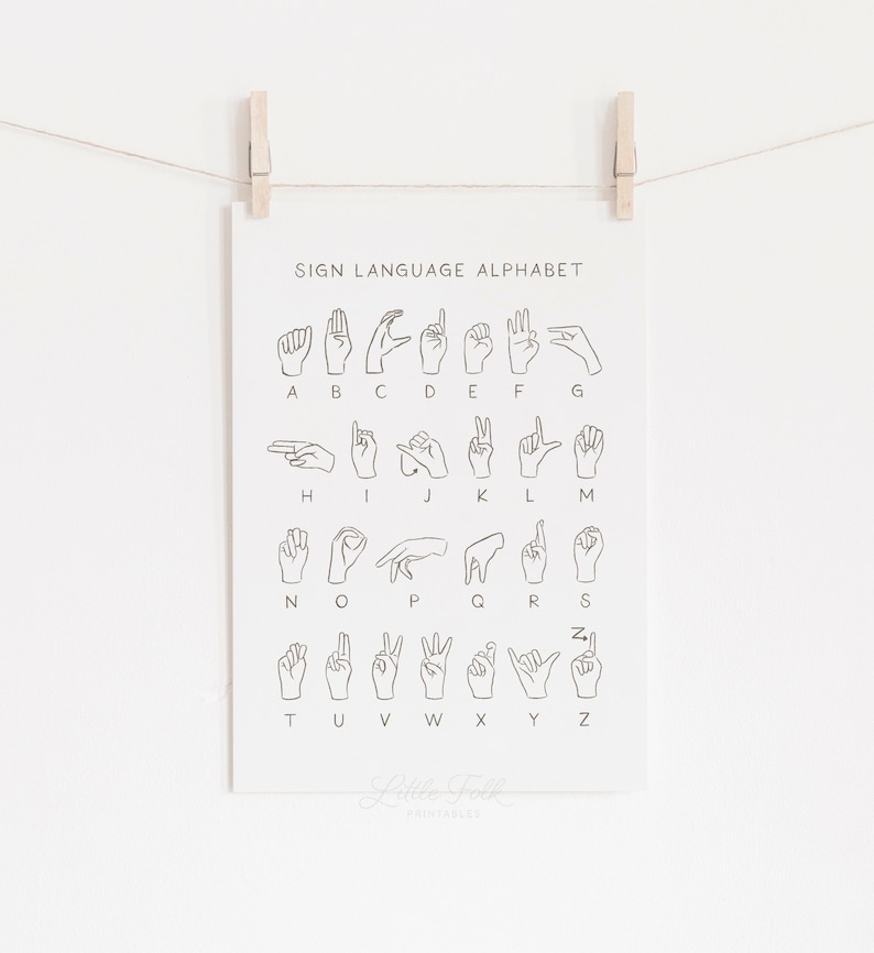 American Sign Language Poster, Printable ASL Alphabet Wall Art ...