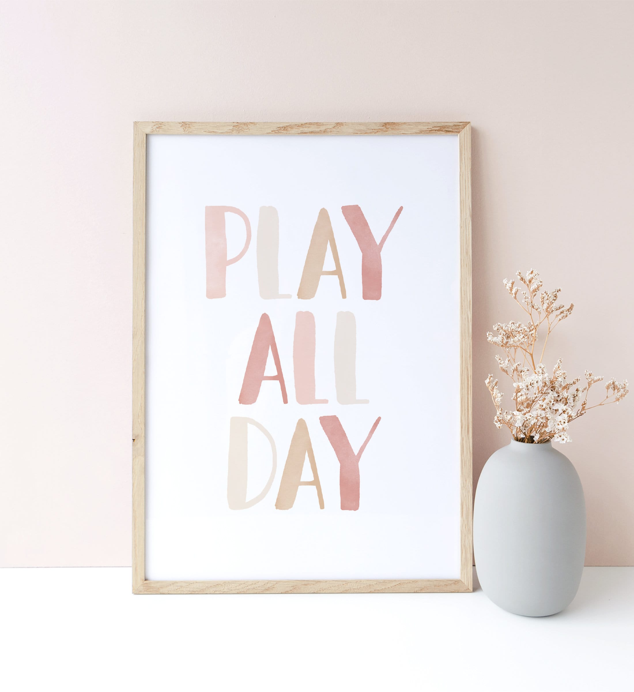 Play All Day Print, Neutral Playroom Decor, PRINTABLE Wall Art, Nursery ...