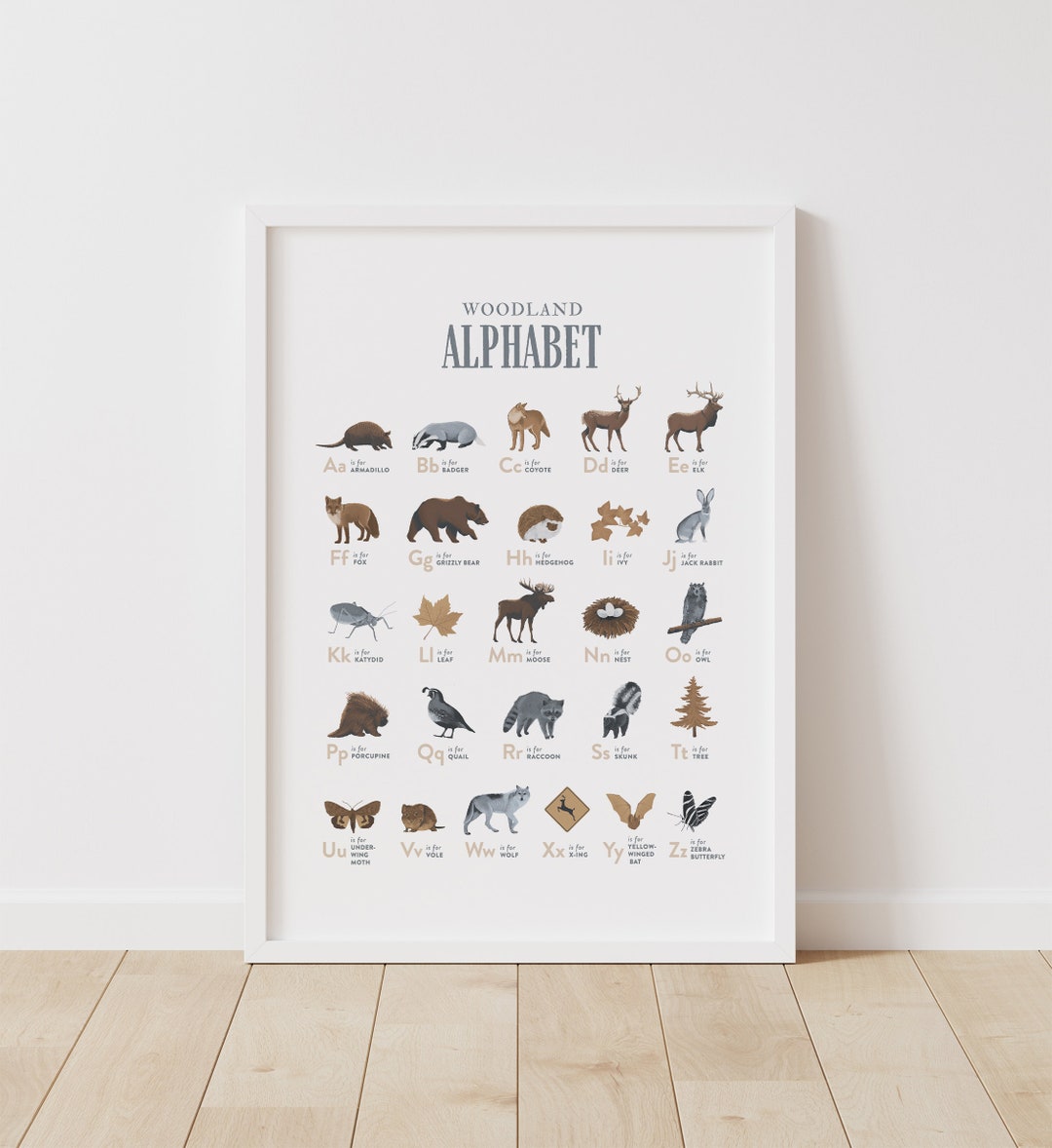 Woodland Alphabet Poster, Printable Wall Art, Animal ABC Print ...