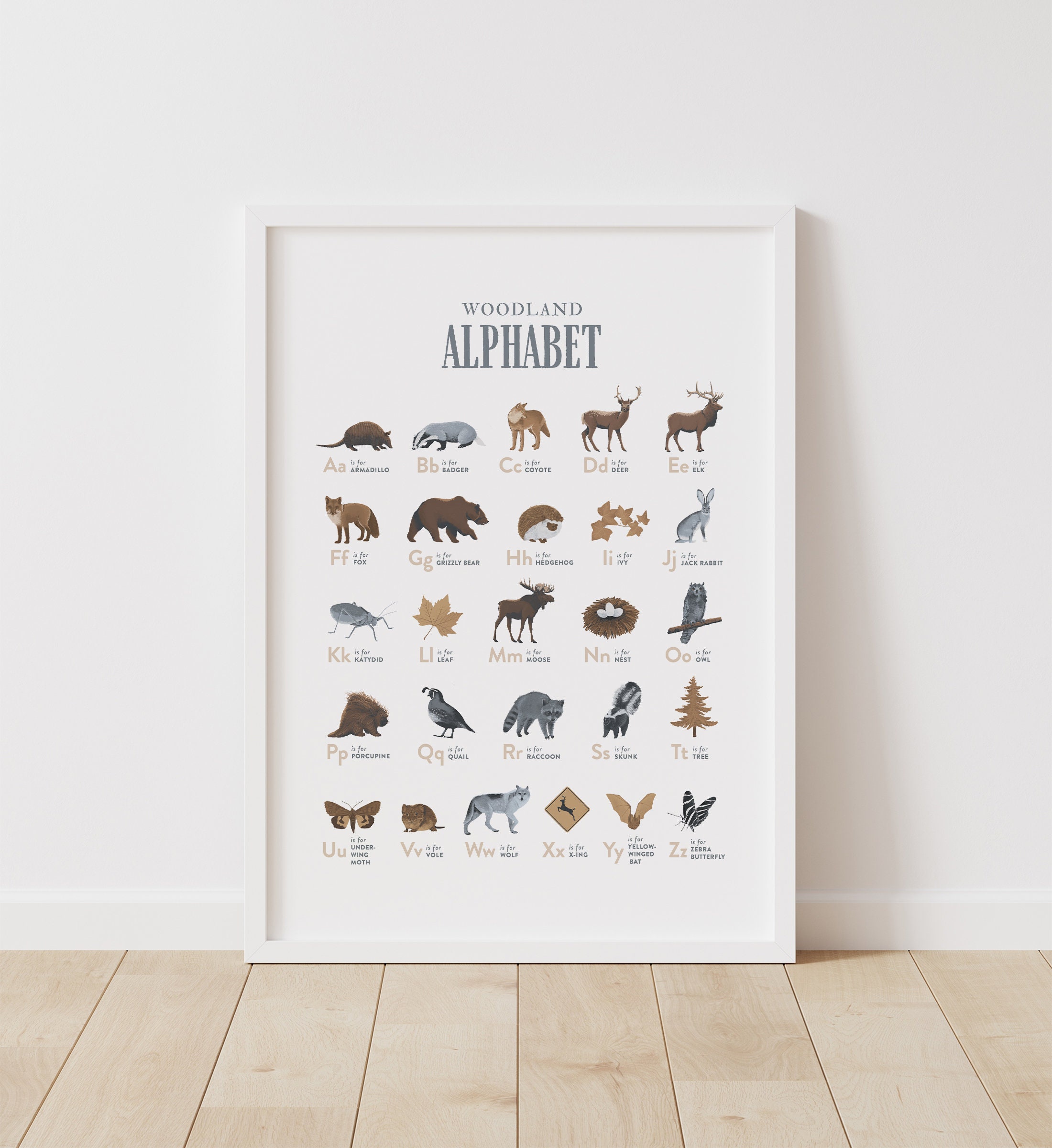 Woodland Alphabet Poster Printable Wall Art Animal ABC | Etsy