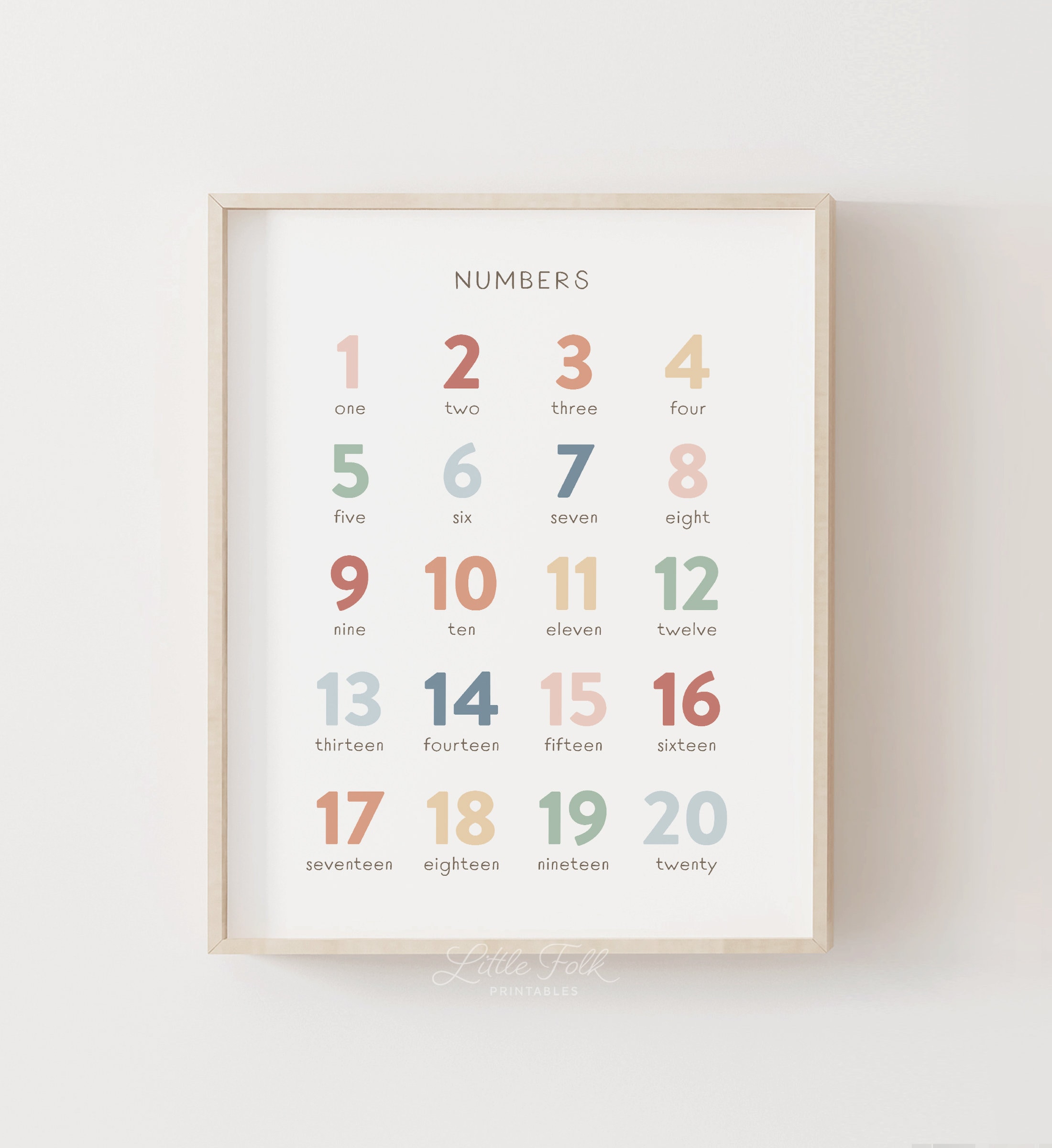 Rainbow Numbers Print Counting 1-20 Poster PRINTABLE Wall - Etsy