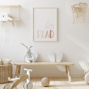 Let's Read Print, PRINTABLE Wall Art, Neutral Nursery Decor, Kids Room ...