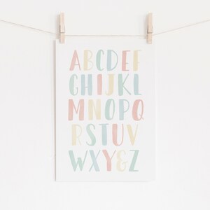 Pastel Alphabet Poster, ABC Print, Printable Educational Wall Art, Kids ...
