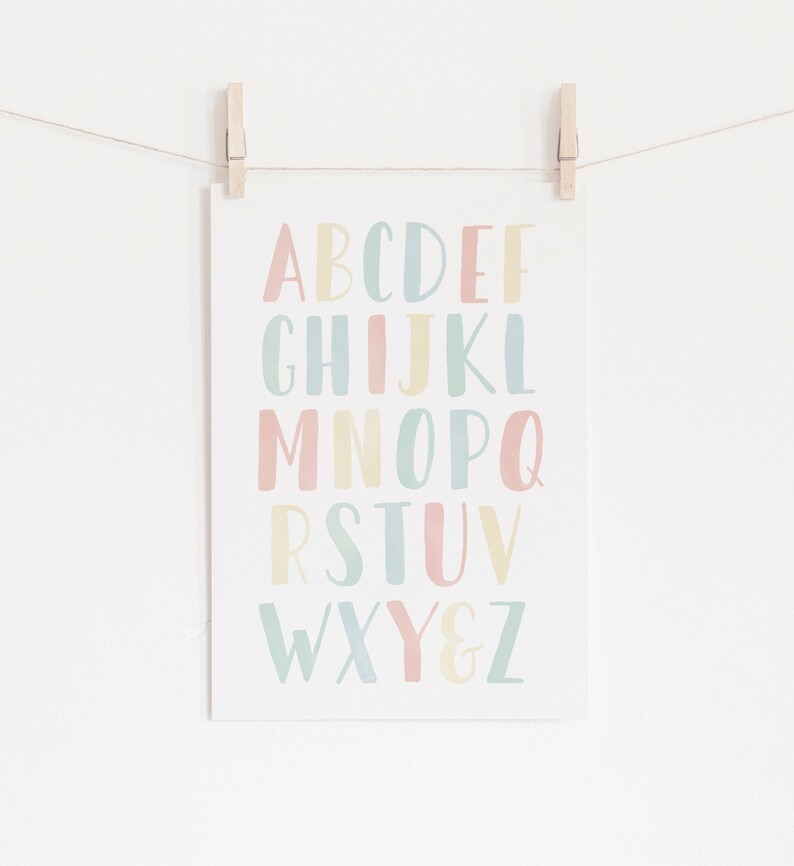 Pastel Alphabet Poster ABC Print PRINTABLE Wall Art | Etsy