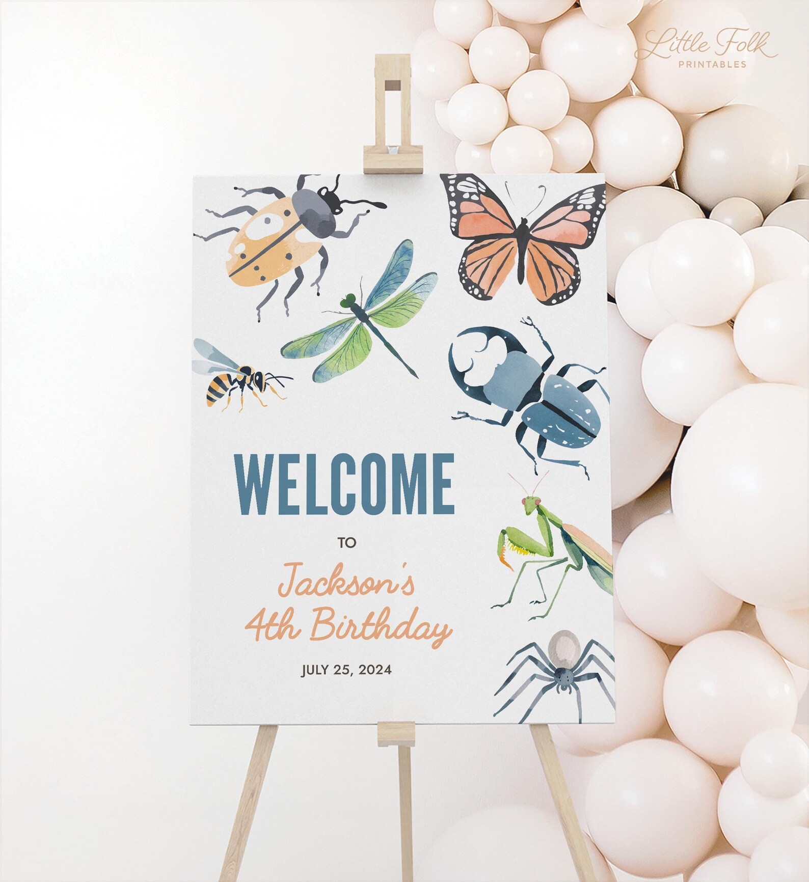 Bug Insect Birthday Welcome Sign Template, Editable Creepy Crawly Boy ...