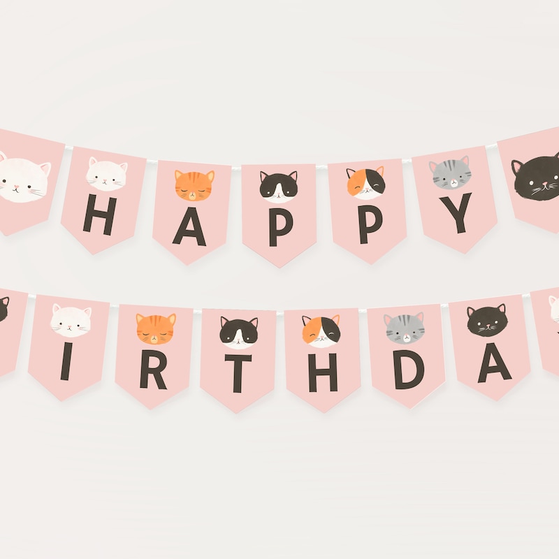Cat Birthday Pennant - Etsy