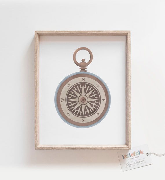 Vintage Compass Print Printable Travel Wall Art Travel | Etsy