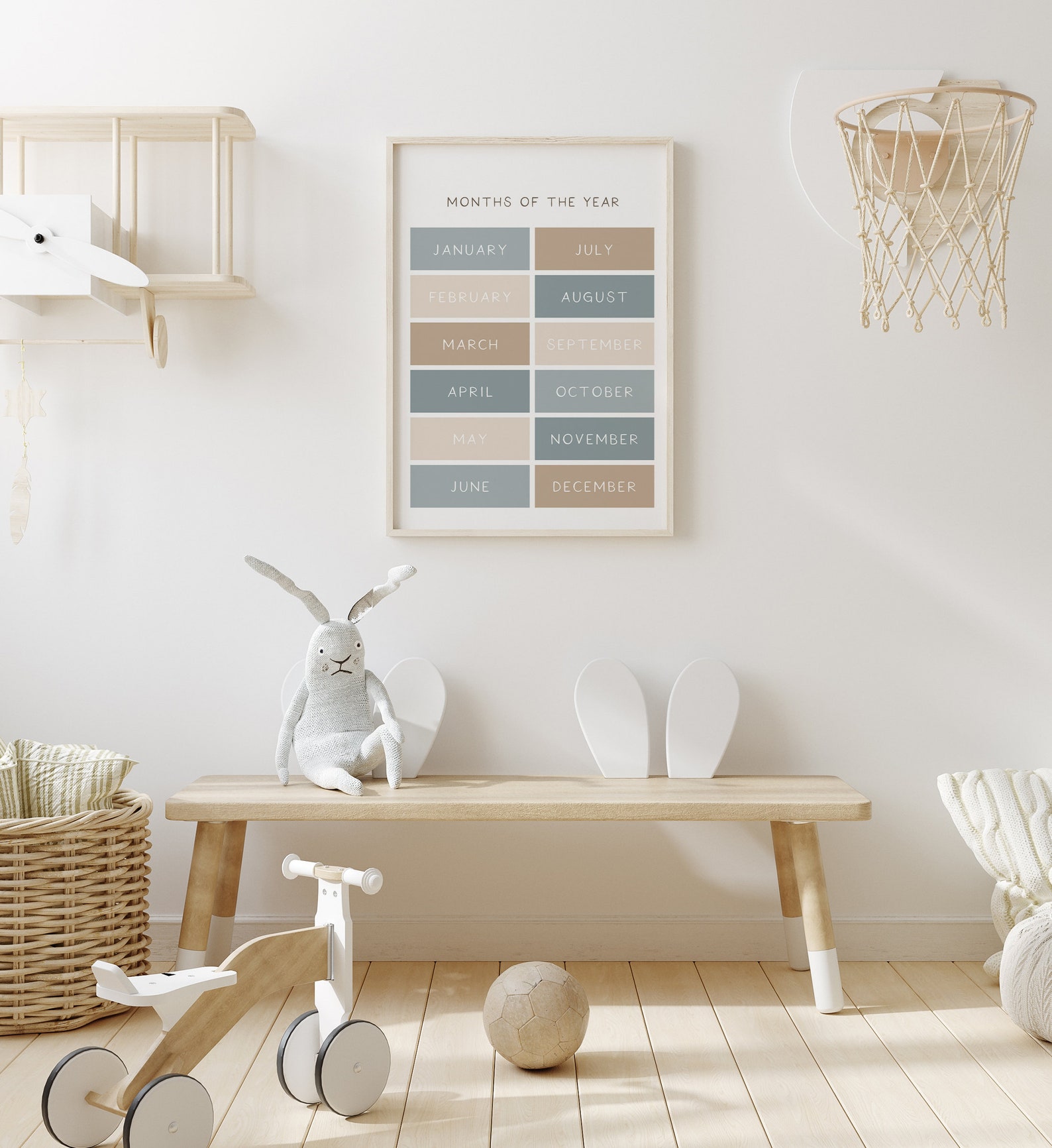Neutral Months of the Year Poster Printable Wall Art Boys - Etsy