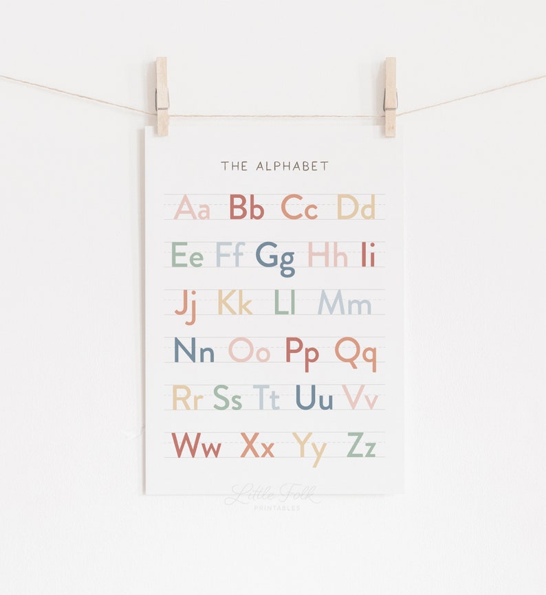Rainbow Alphabet Poster Handwriting Chart Print Educational - Etsy