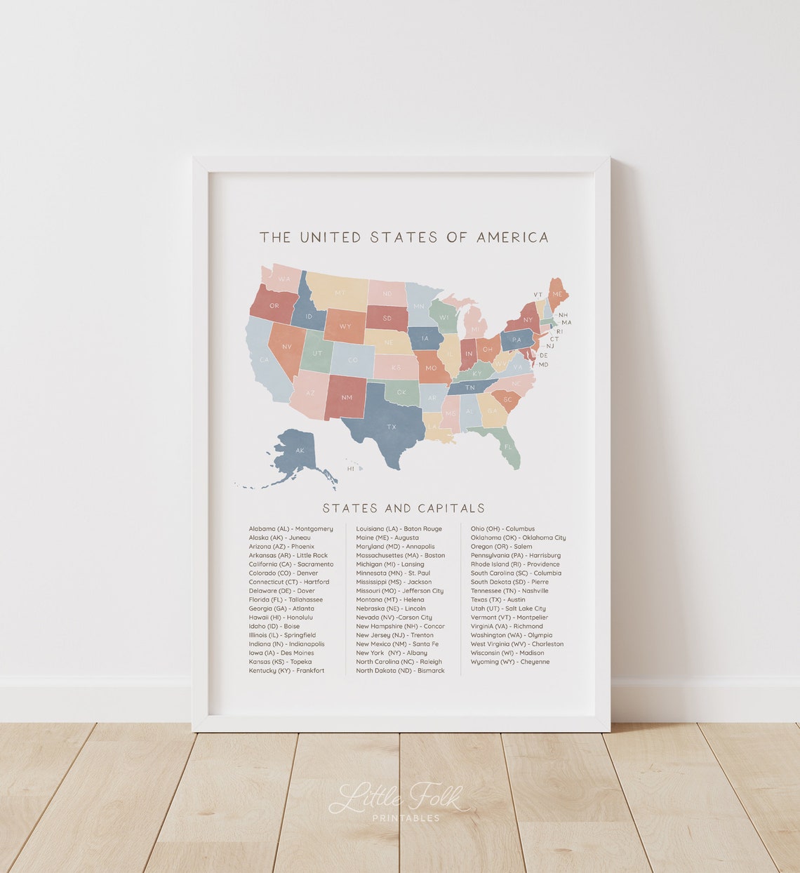 Rainbow United States Map Print, US Map Poster, Printable Educational ...