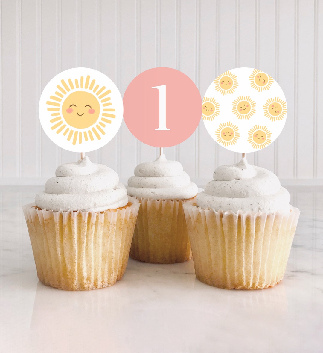 Editable First Trip Around the Sun 1st Birthday Cupcake Toppers ...