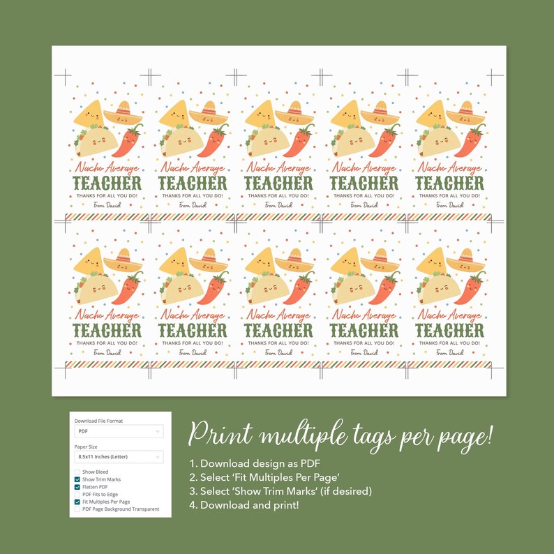 Nacho Average Teacher Appreciation Week Tag Template, Editable Mexican ...