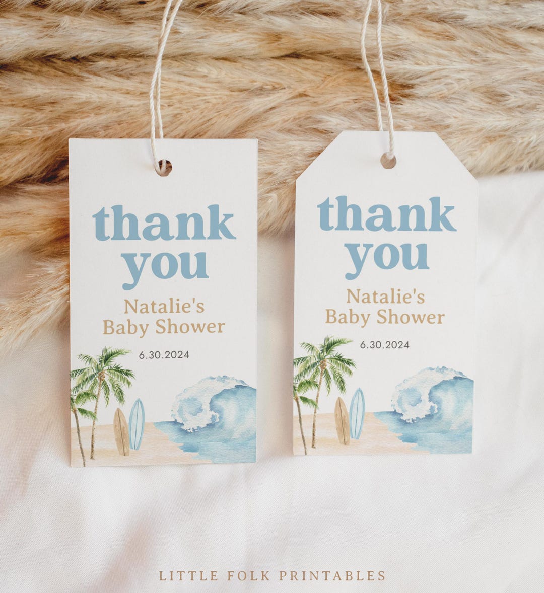 Editable Surfboard Baby Shower Favor Tag Template, Printable Baby on ...