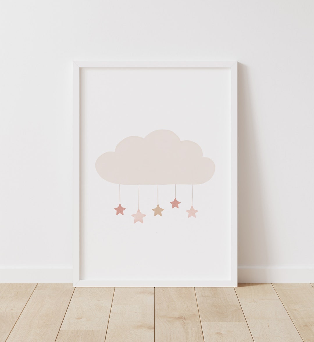 Neutral Cloud Print, Cloud and Stars Nursery Art, PRINTABLE Wall Art ...